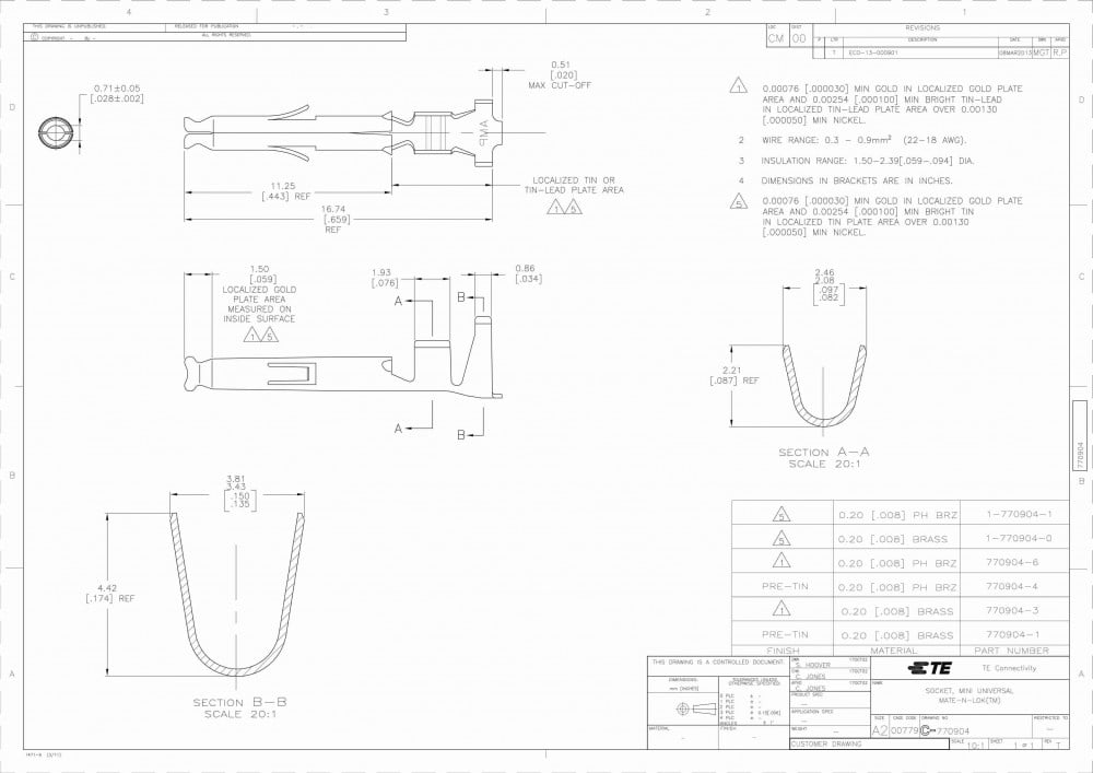TE Connectivity 1-770904-0 controlled drawing preview