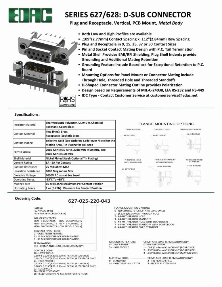 EDAC 627/628 D-sub datasheet page 3