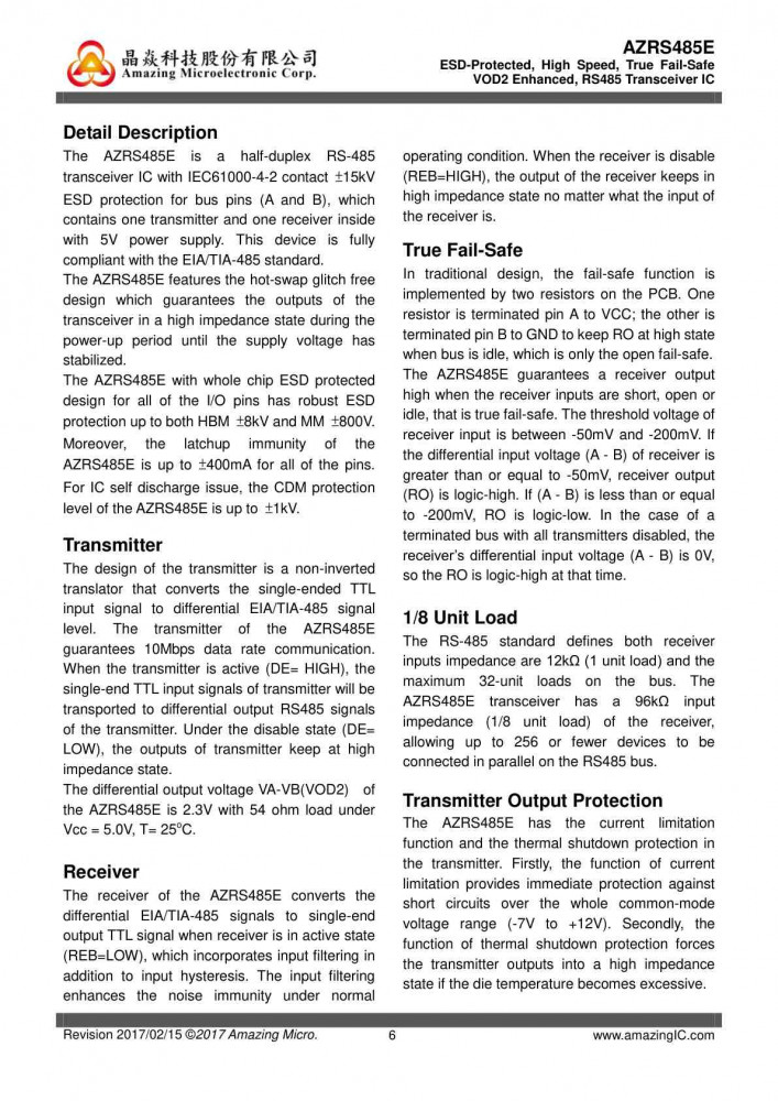 AZRS485E technical document page 6