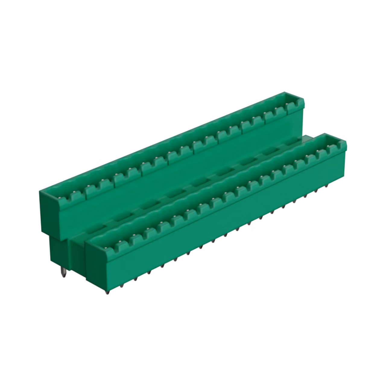 5.00mm Pitch Eurostyle Vertical Dual Level PCB Header, Closed Ends, Green Housing, 38 Circuits for sale