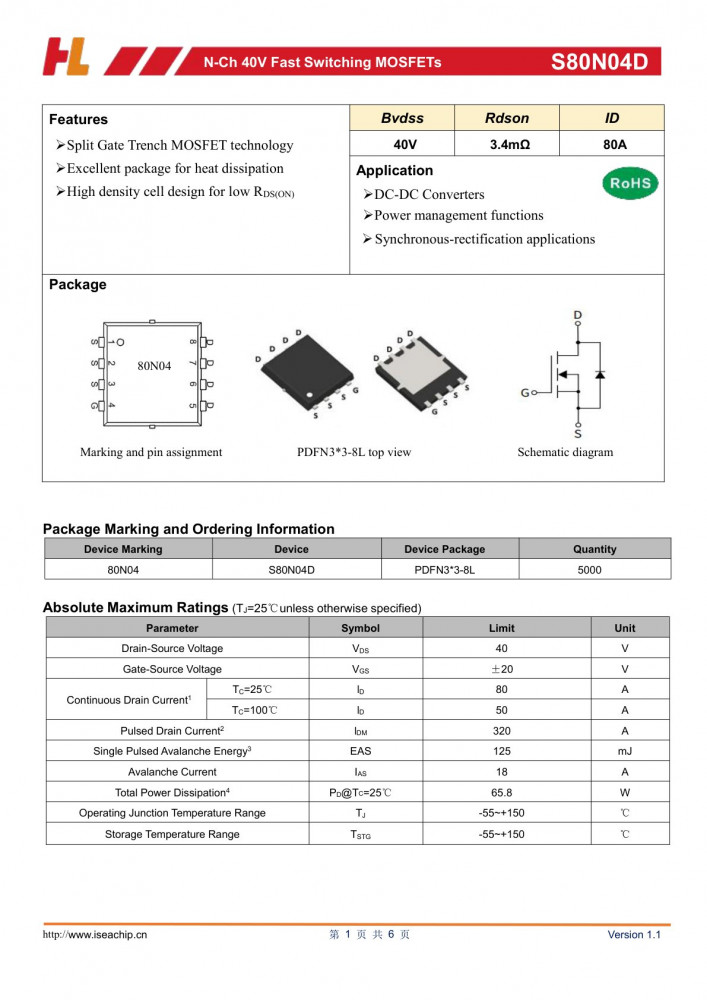 S80N04D datasheet page 1