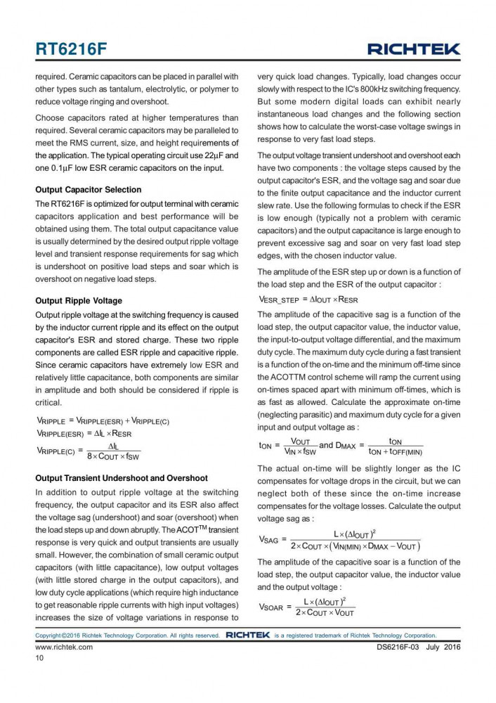 RT6216F datasheet page 10