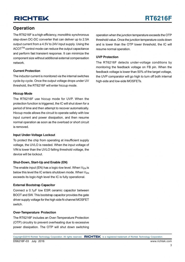 RT6216F datasheet page 3