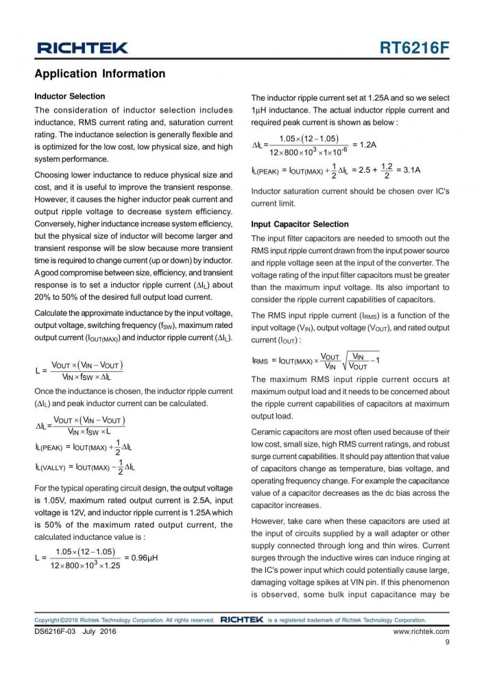RT6216F datasheet page 9