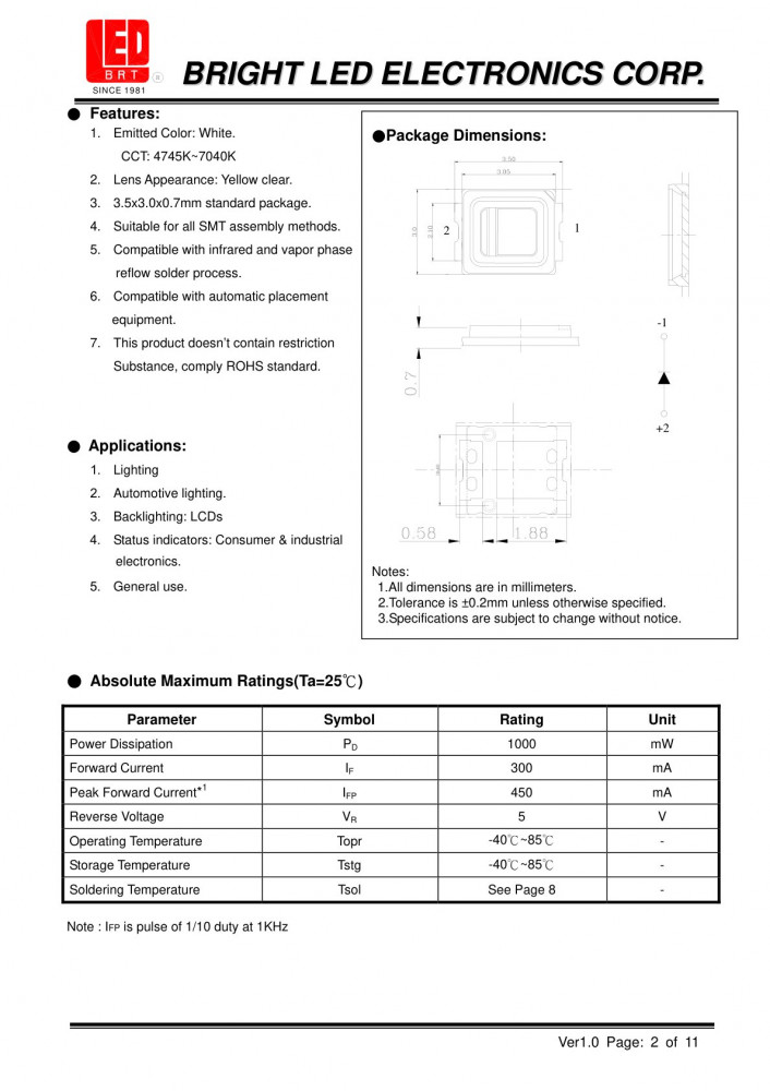 BL-3030PA10-42-R80 datasheet page 1