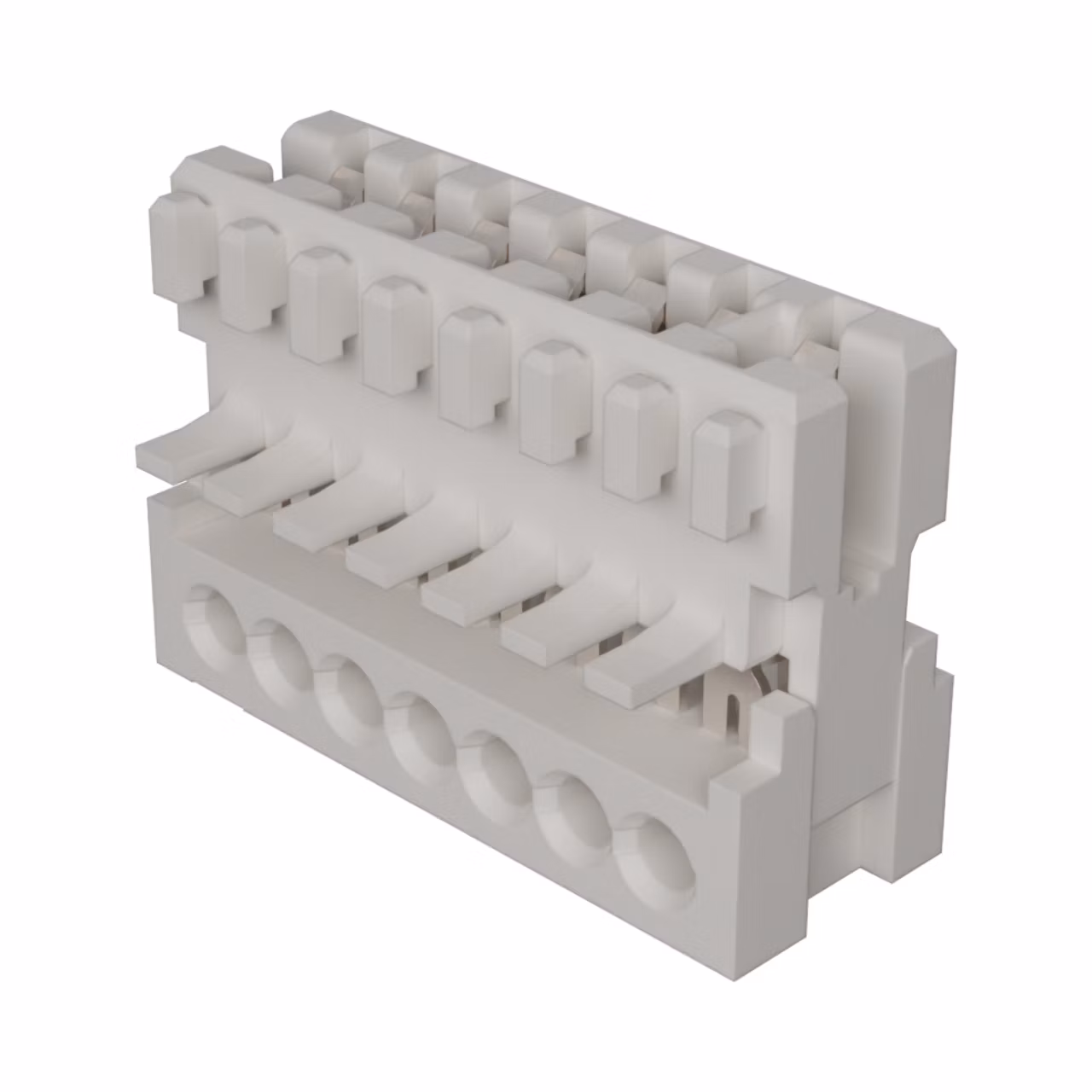 Appli-Mate RAST 2.5 Female Connector, 2.50mm Pitch, 7 Circuits, All Position Keys, Open Endwalls, Polarizing Rib Between Circuits 6 & 7 for sale