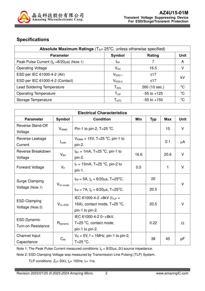 AZ4U15-01M datasheet page 2
