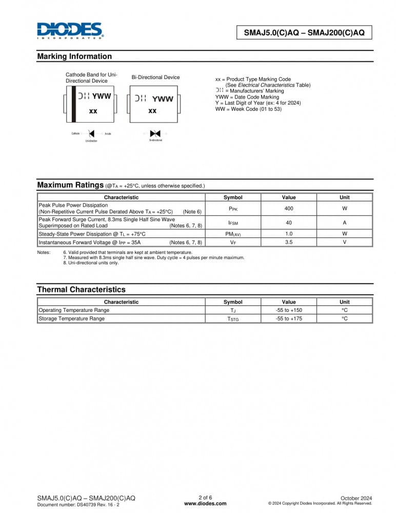 SMAJ78AQ-13-F datasheet page 2