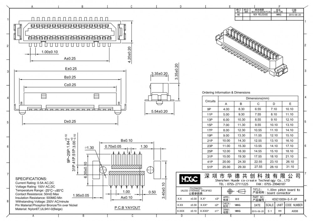 HDGC1000H-S-F-51P technical drawing page