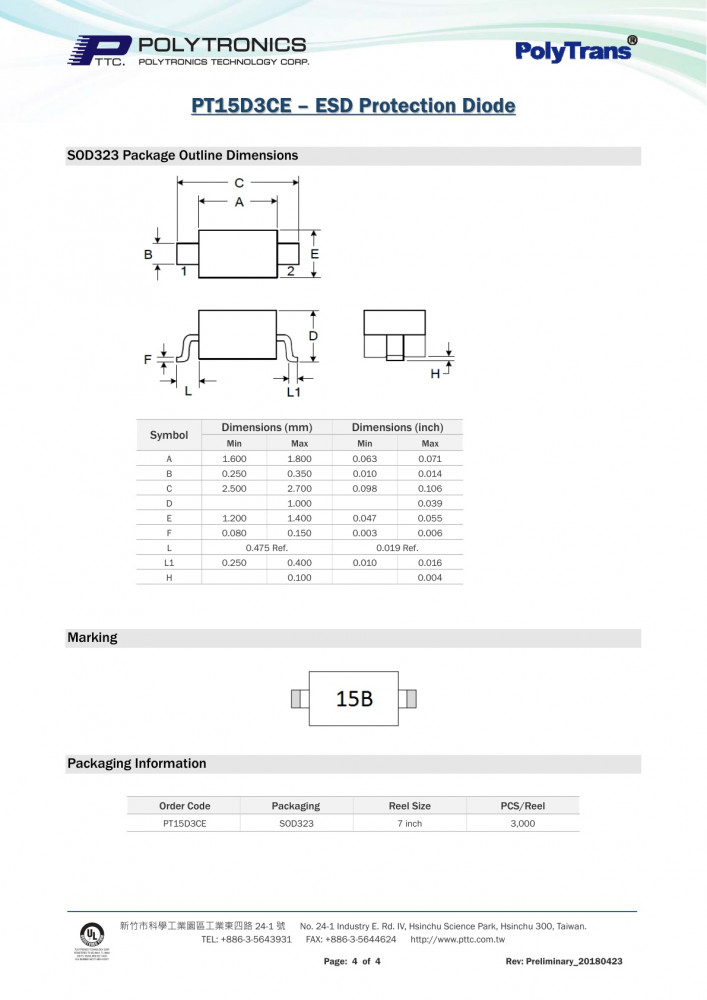 PT15D3CE datasheet page 4