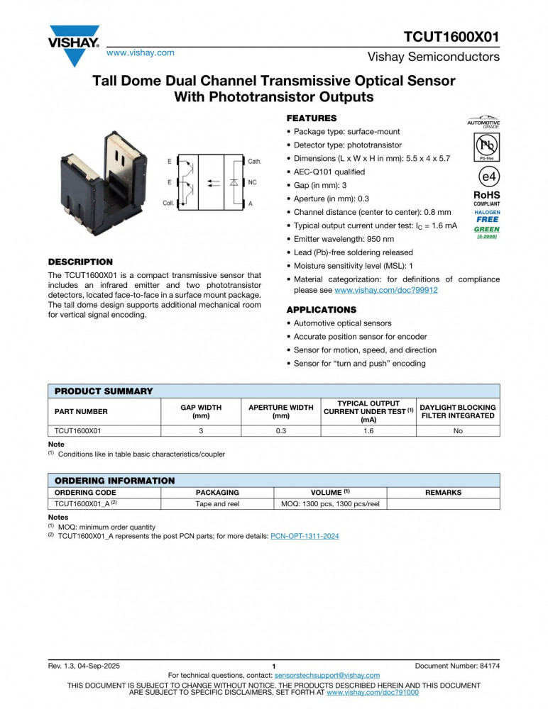 TCUT1600X01 technical document page 1