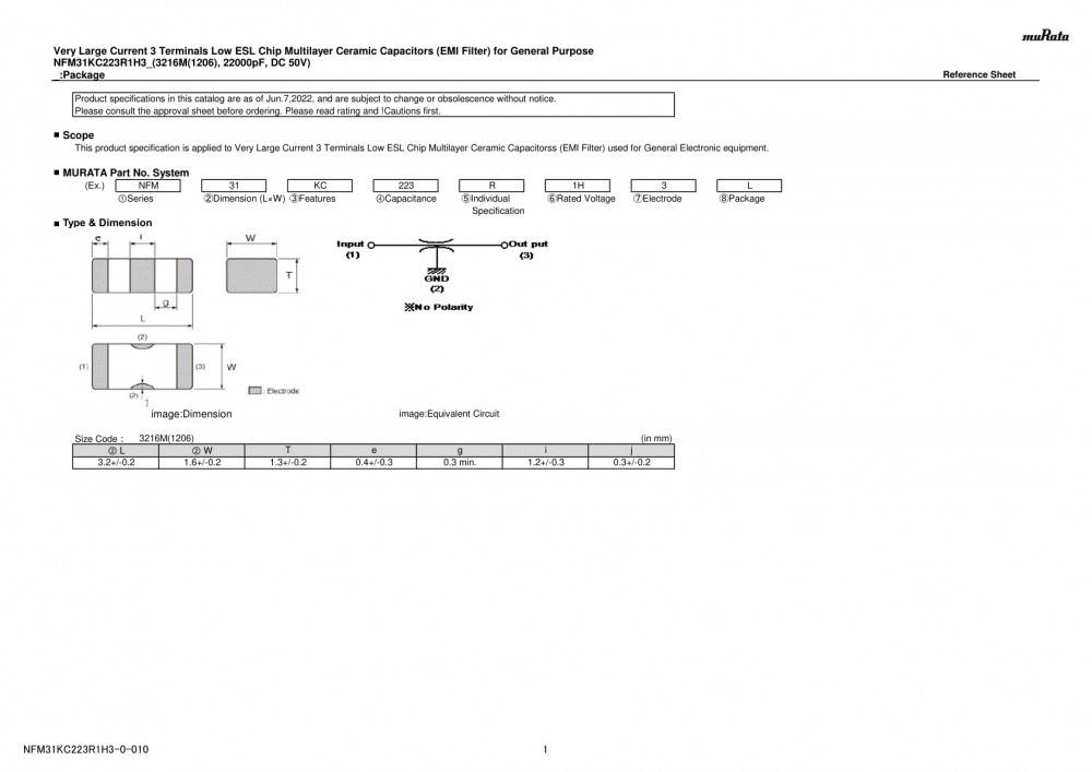 NFM31KC223R1H3L datasheet page 1