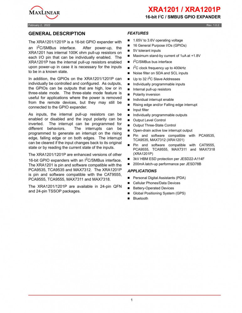 XRA1201 datasheet page 1