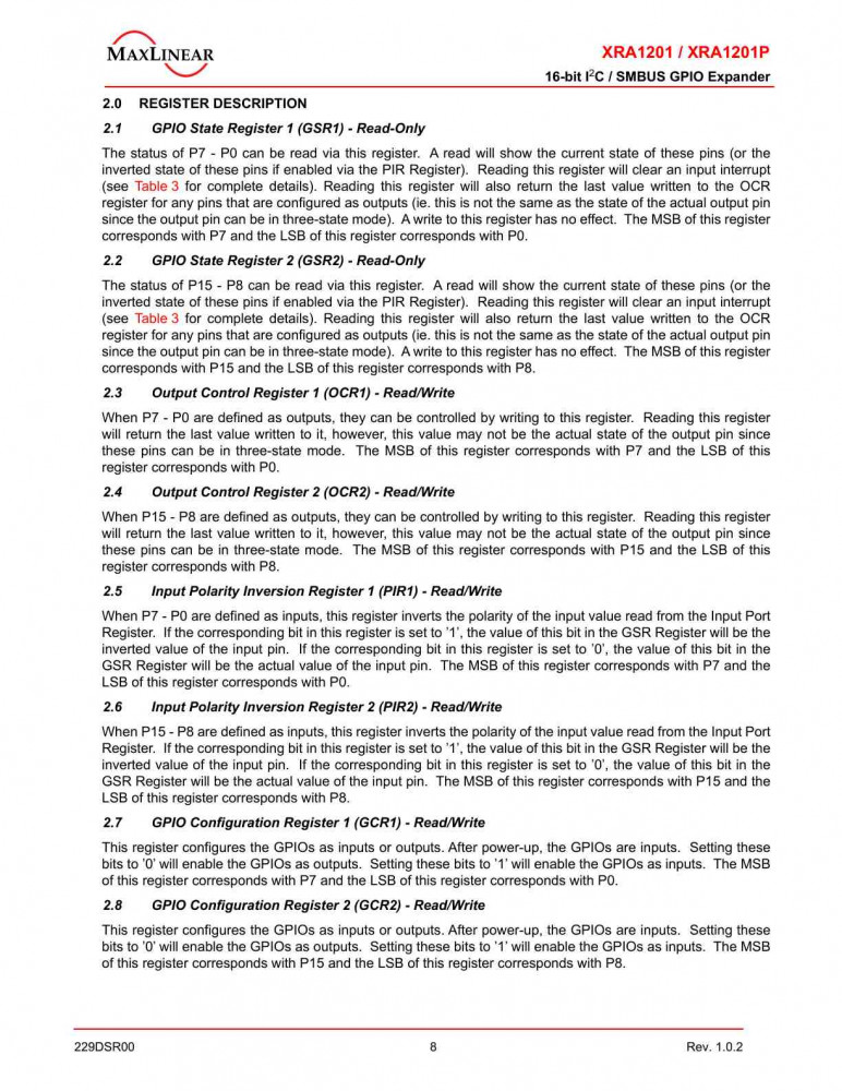 XRA1201 datasheet page 8