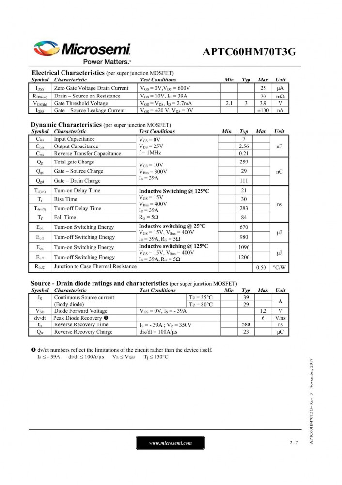 APTC60HM70T3G datasheet page 2
