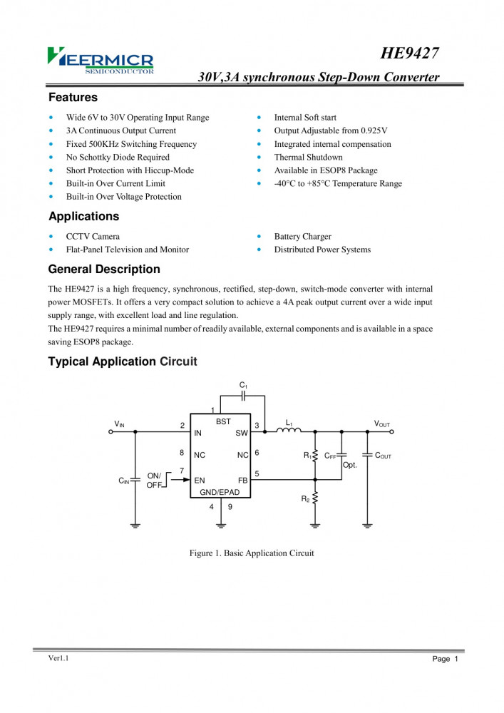HE9427 datasheet page 1