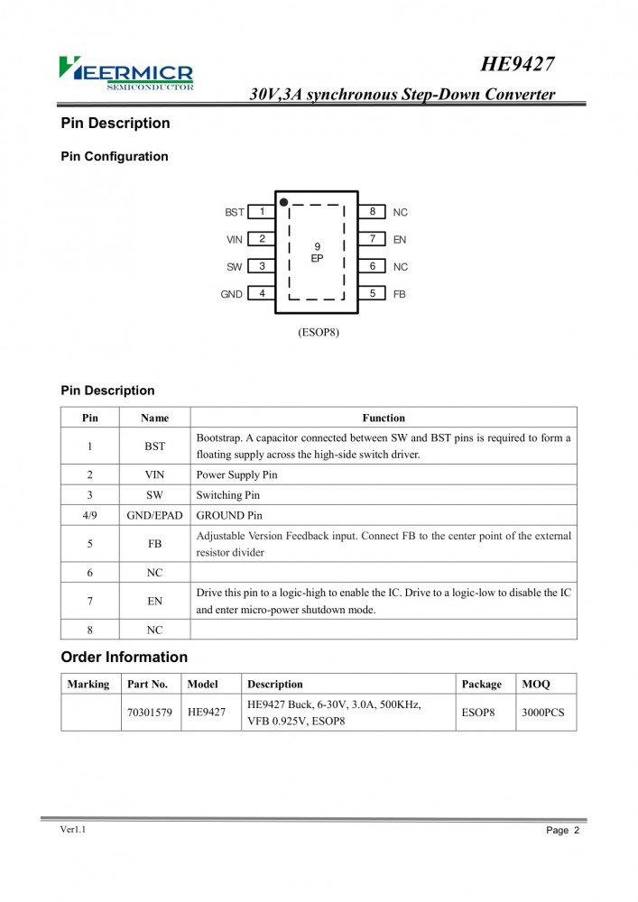 HE9427 datasheet page 2
