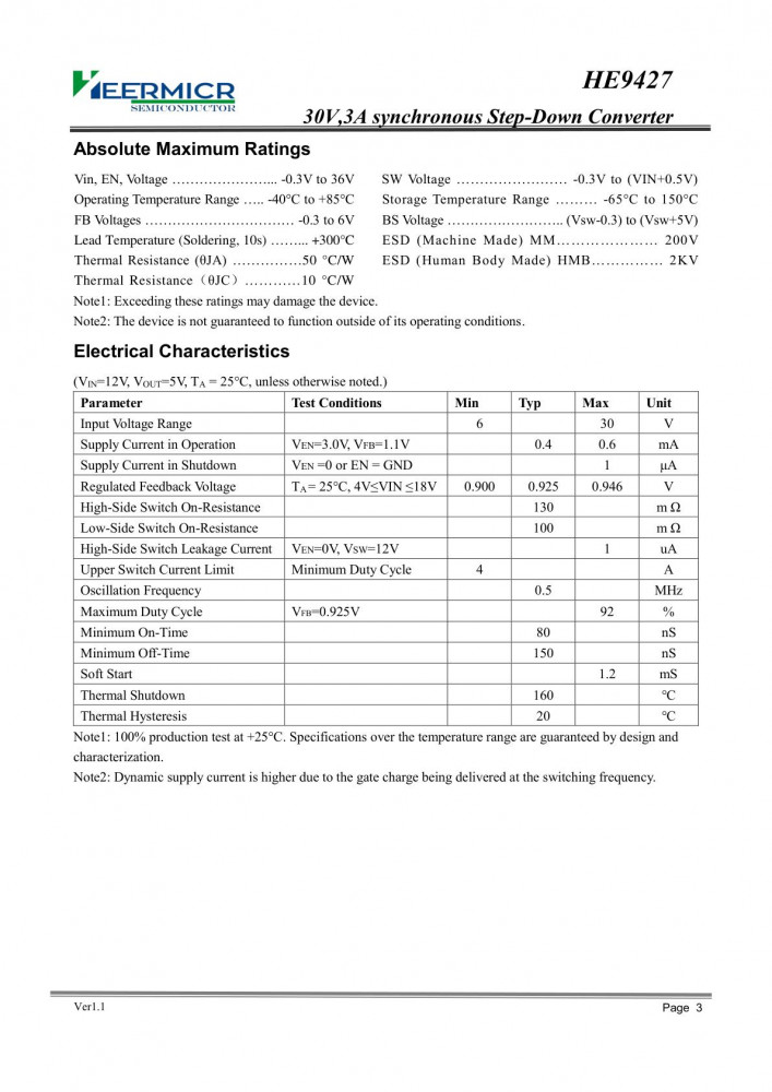 HE9427 datasheet page 3