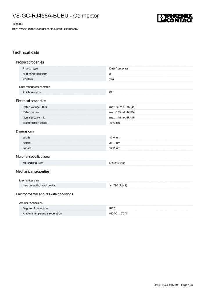 Phoenix Contact 1055552 technical document page 2