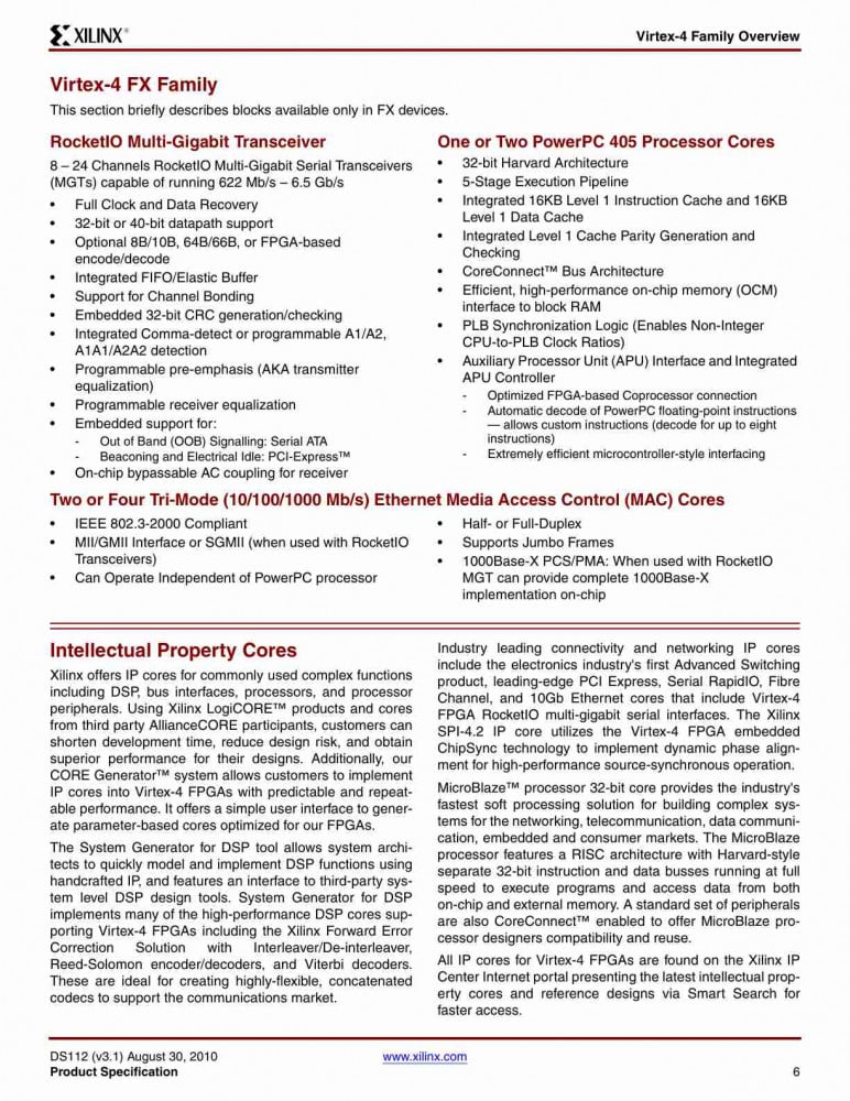 Virtex-4 datasheet page 6