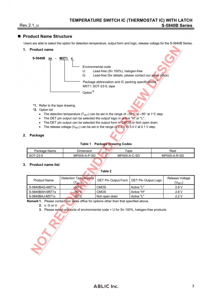 ABLIC S-5840B Series datasheet page 3