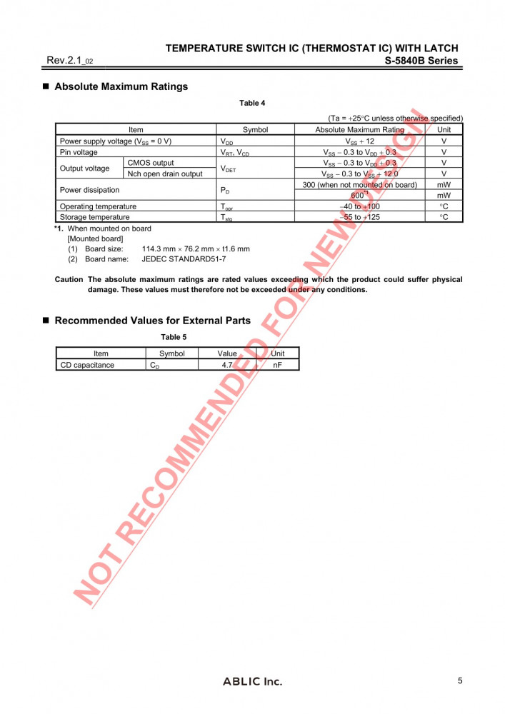 ABLIC S-5840B Series datasheet page 5