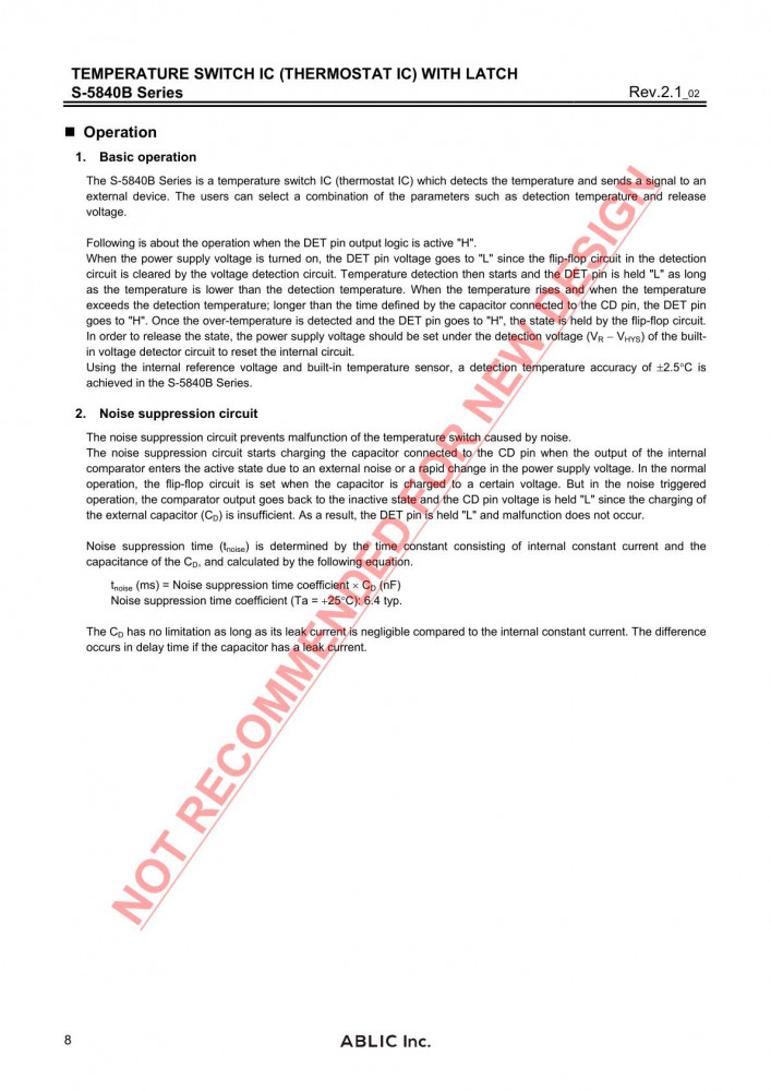 ABLIC S-5840B Series datasheet page 8