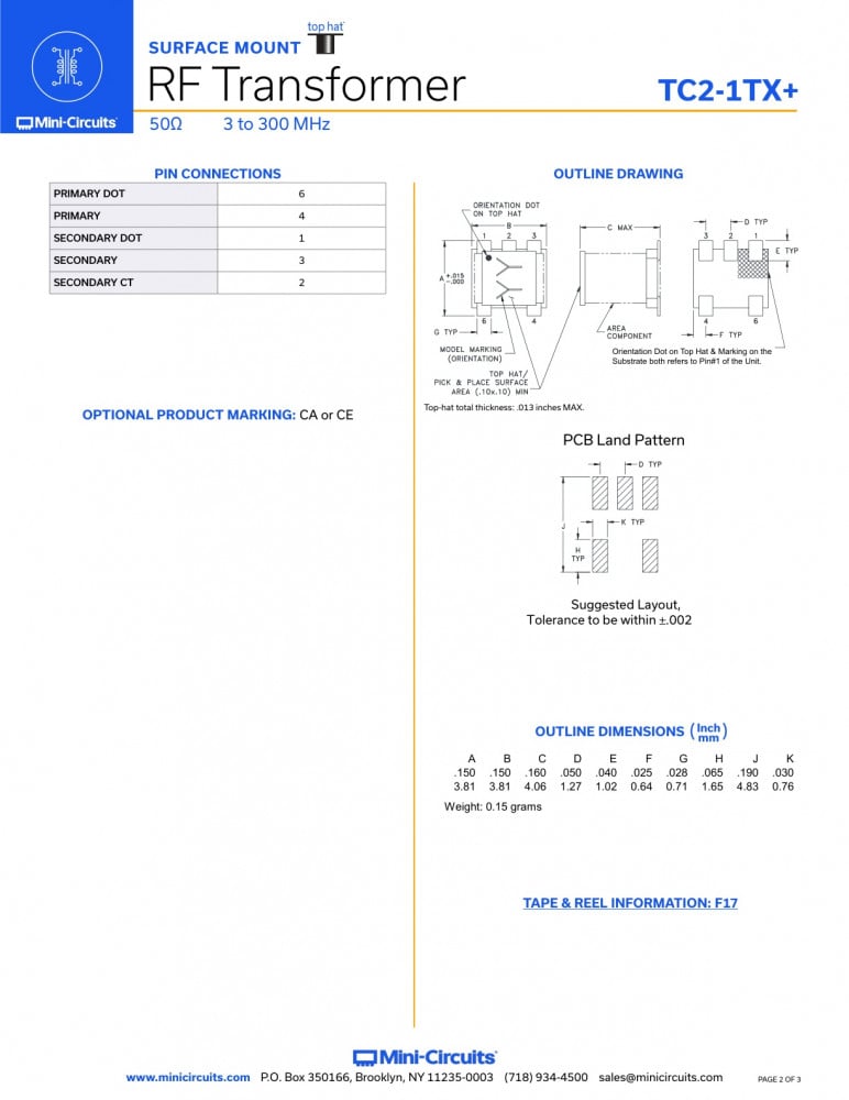 TC2-1TX+ datasheet page 2