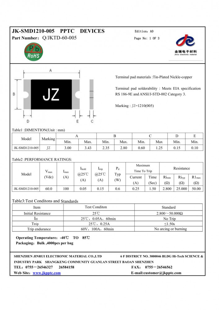 JK-SMD1210-005-60V datasheet page 1