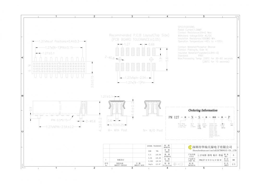 HCTL PM127-2-10-S-4.3-G1-R technical document preview