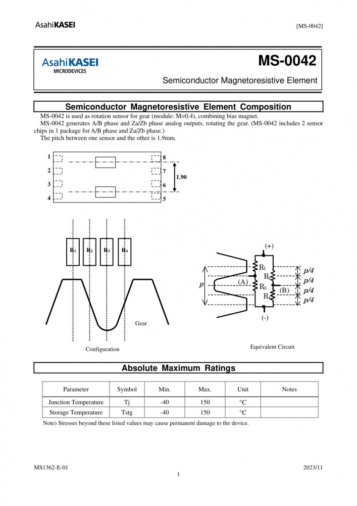 AKM MS-0042 datasheet page 1