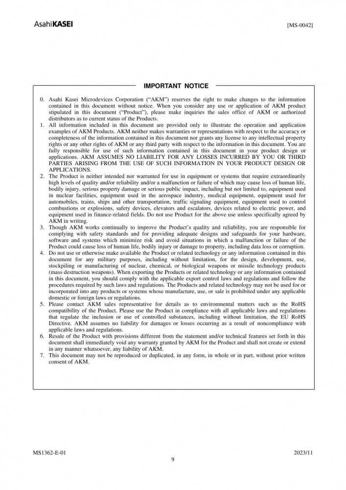 AKM MS-0042 datasheet page 9