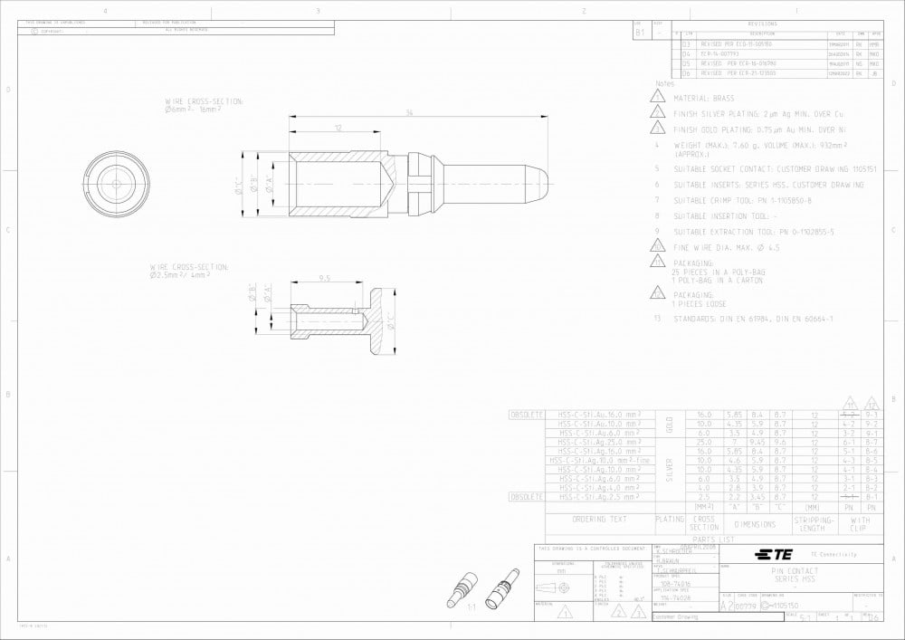 TE Connectivity 4-1105150-2 technical drawing preview