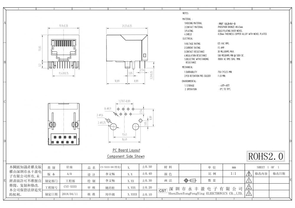 CST CS-5333-08() technical drawing