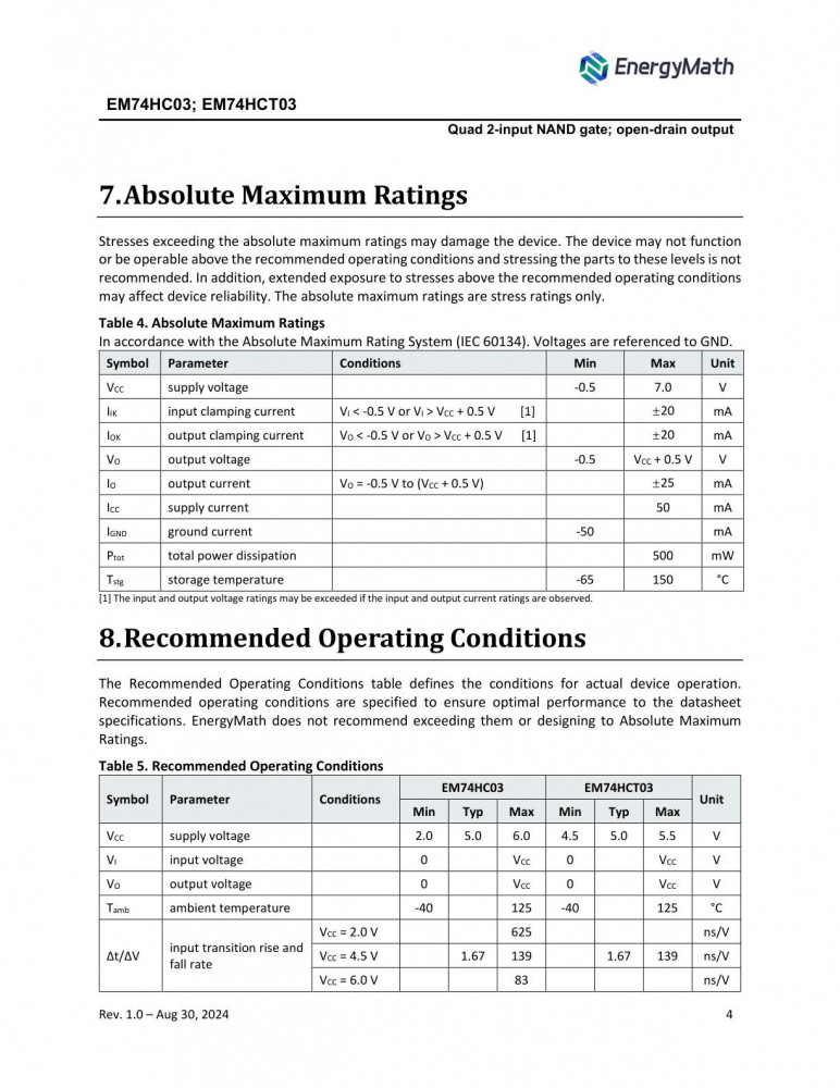 EM74HC03D datasheet page 4