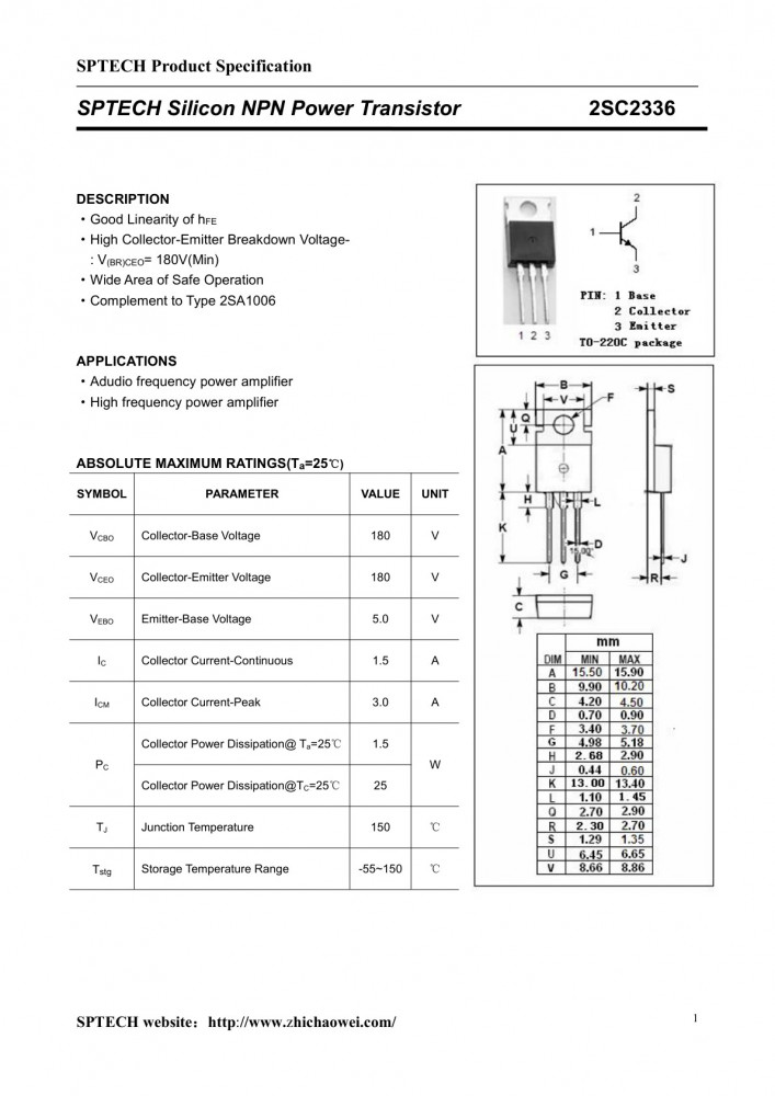2SC2336 technical document page 1