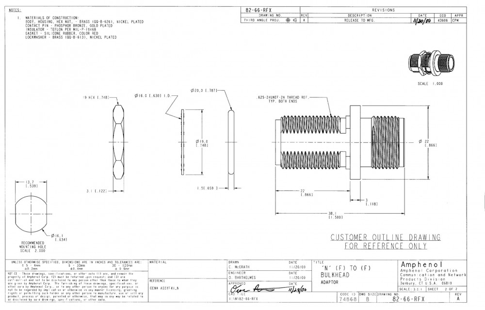 Amphenol 82-66 technical drawing page