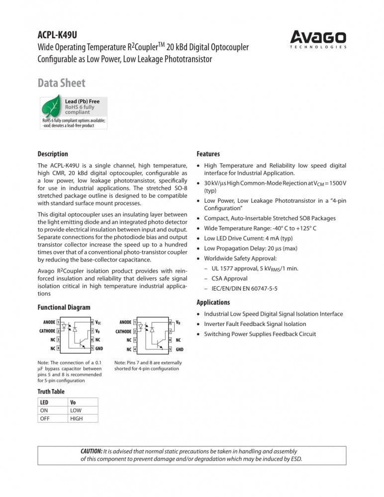 ACPL-K49U-500E datasheet page 1