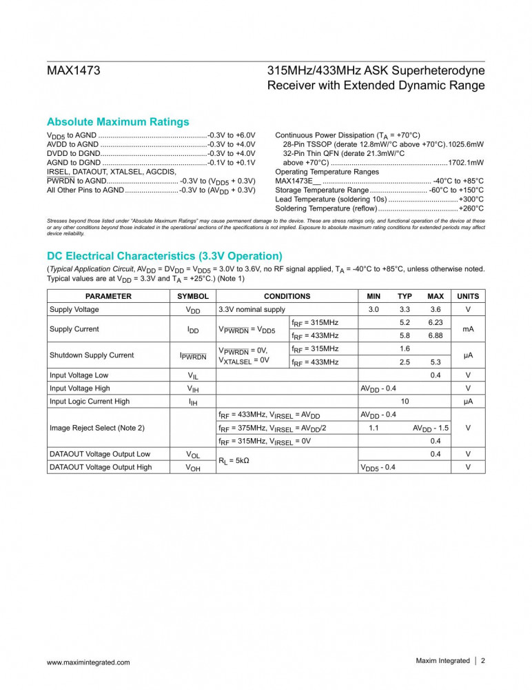 MAX1473 datasheet page 2