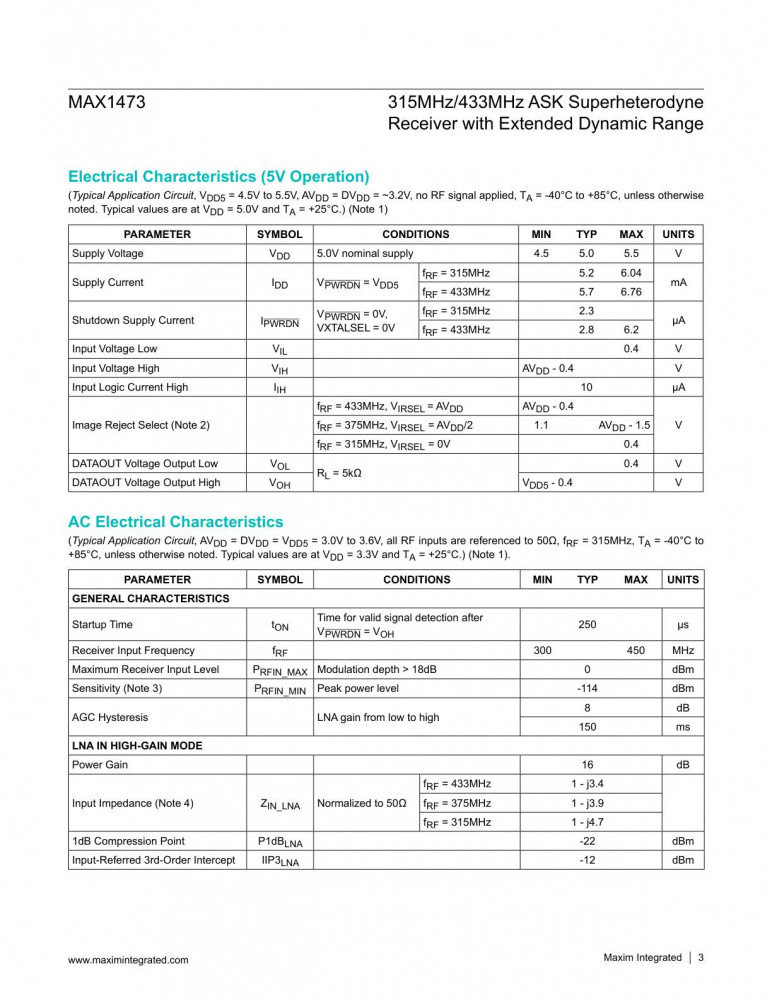 MAX1473 datasheet page 3