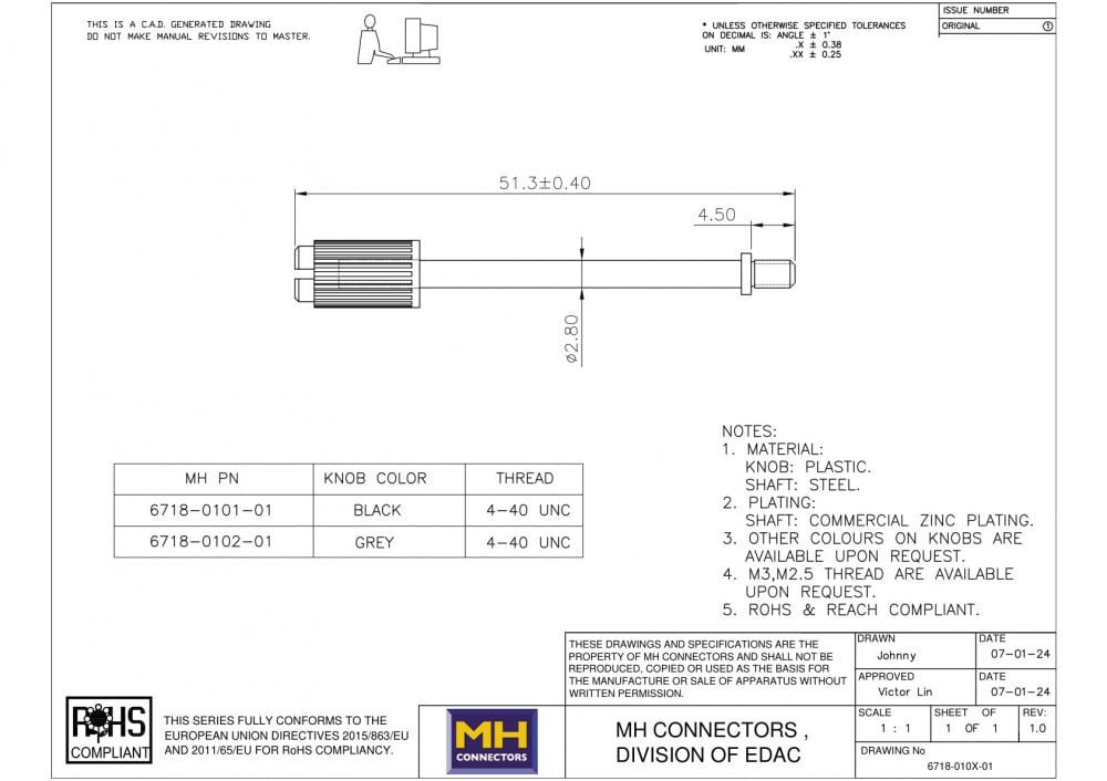 MH CONNECTORS 6718-0101-01 technical drawing