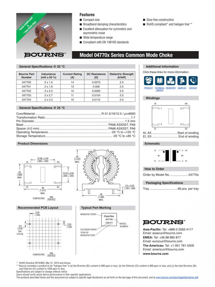 BOURNS 04770x series datasheet page 1