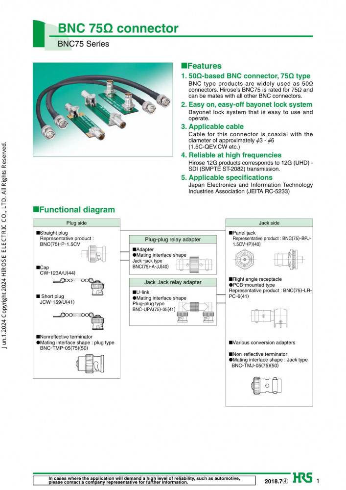 HRS BNC75 documentation page 1