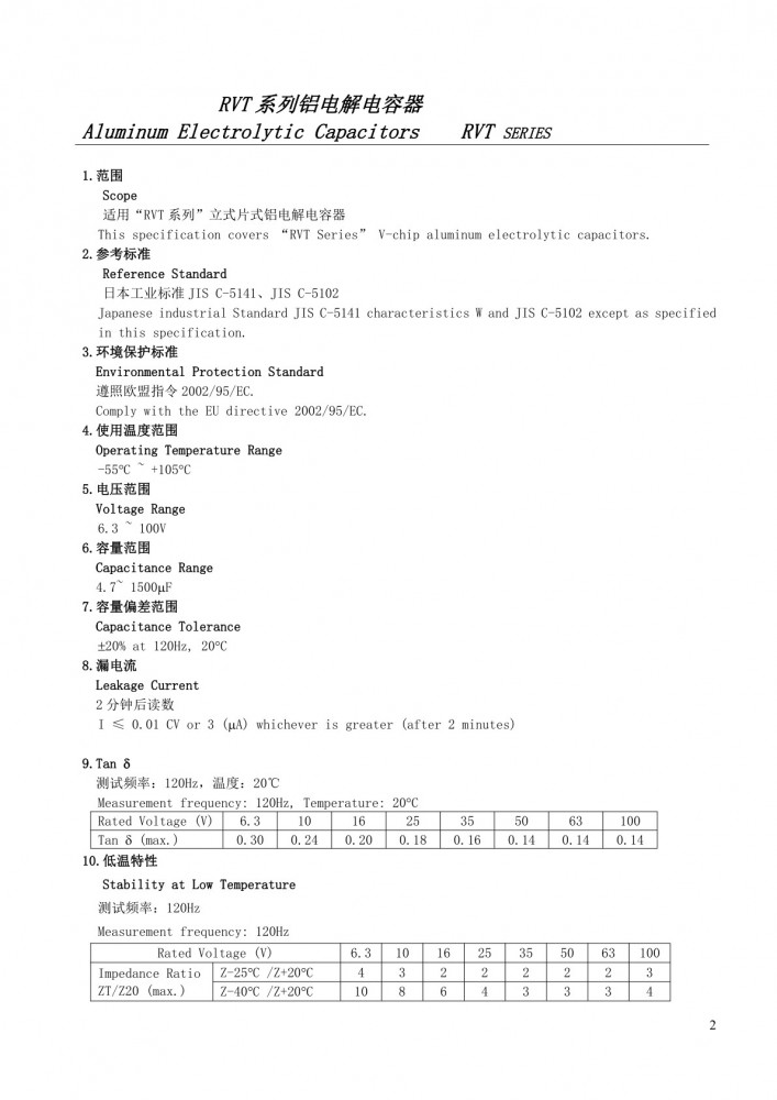 ChengTao RVT specification page 2