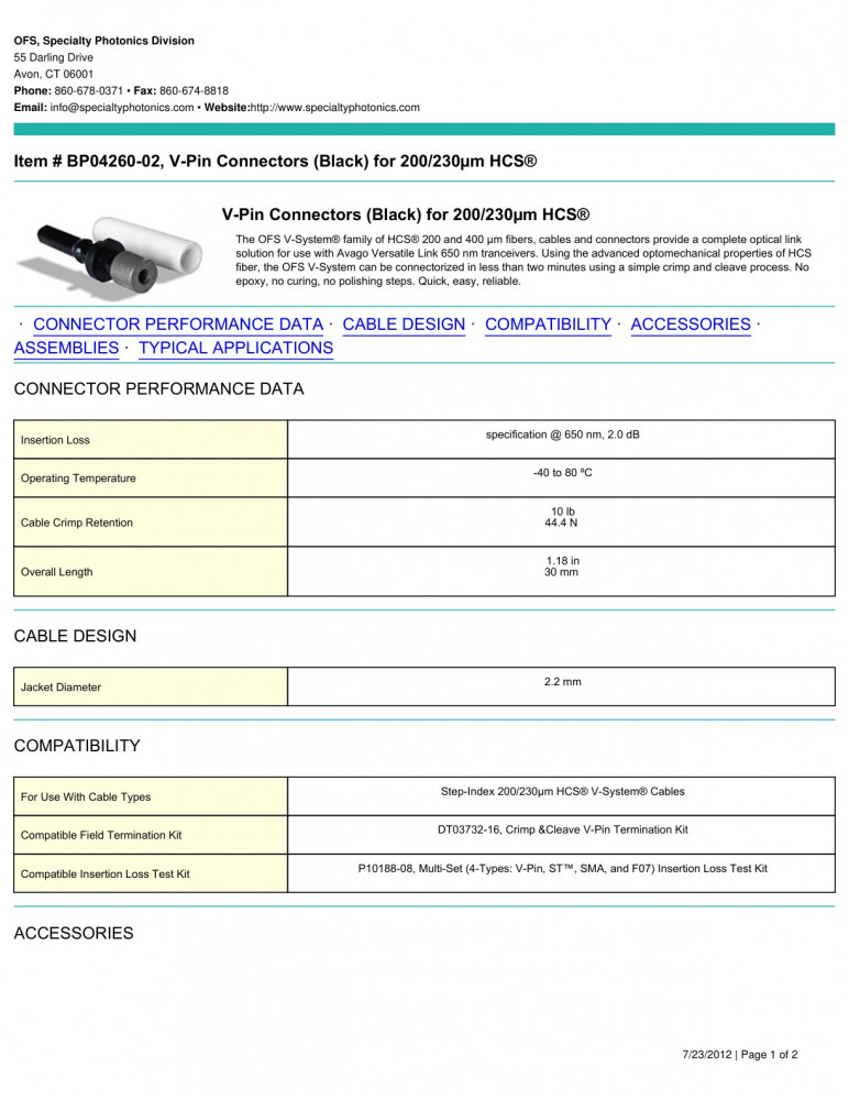 BP04260-02 technical document page 1