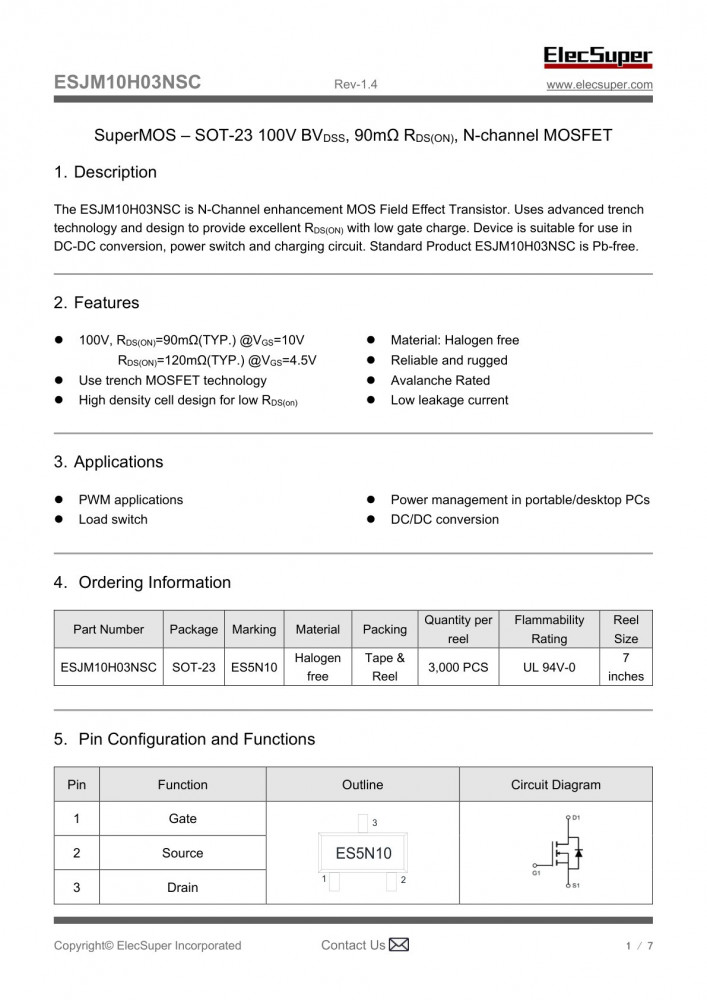 ESJM10H03NSC datasheet page 1