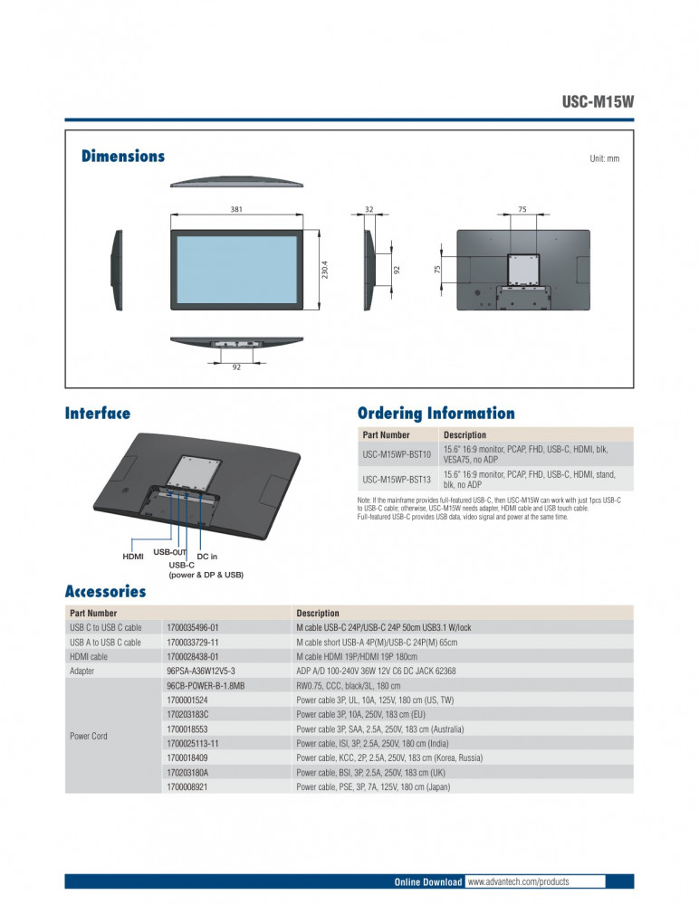 USC-M15W technical document page 2