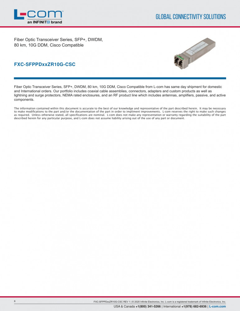FXC-SFPPD25ZR10G-CSC datasheet page 6