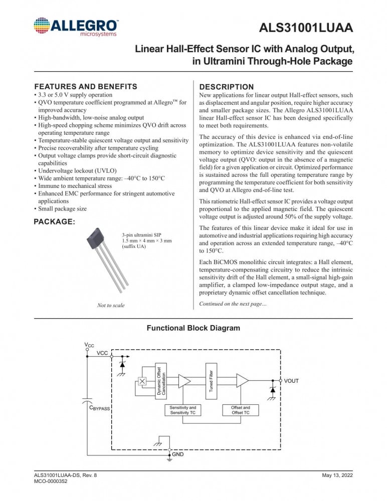 ALS31001LUAATN datasheet page 1