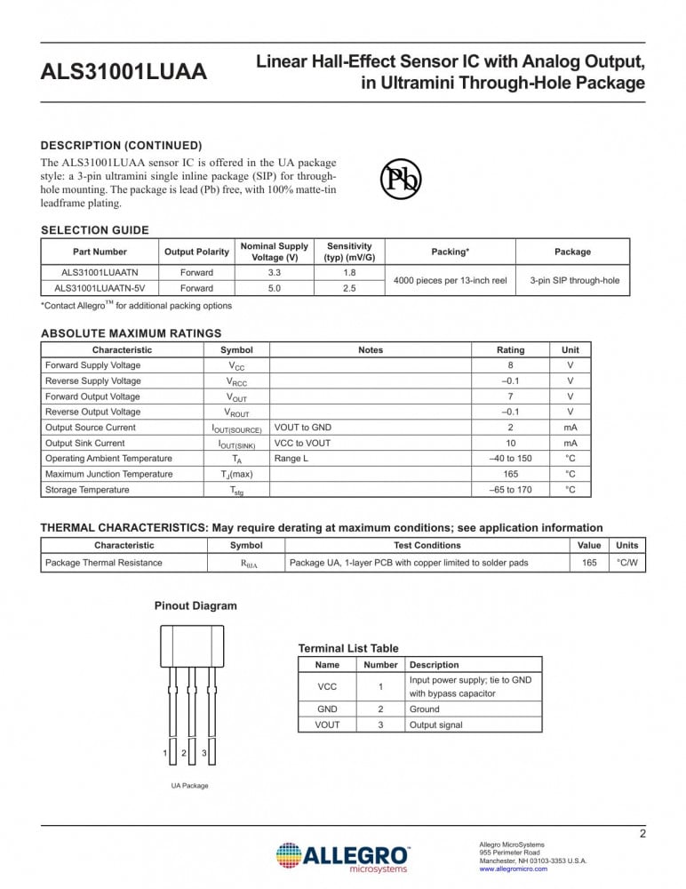 ALS31001LUAATN datasheet page 2